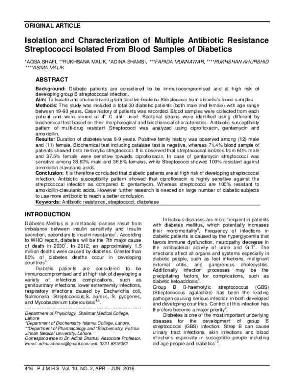(PDF) Isolation and Characterization of Multiple Antibiotic Resistance Streptococci Isolated ...