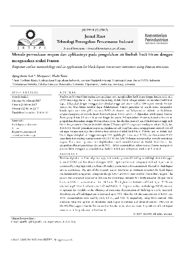(PDF) Metode permukaan respon dan aplikasinya pada pengolahan air ...