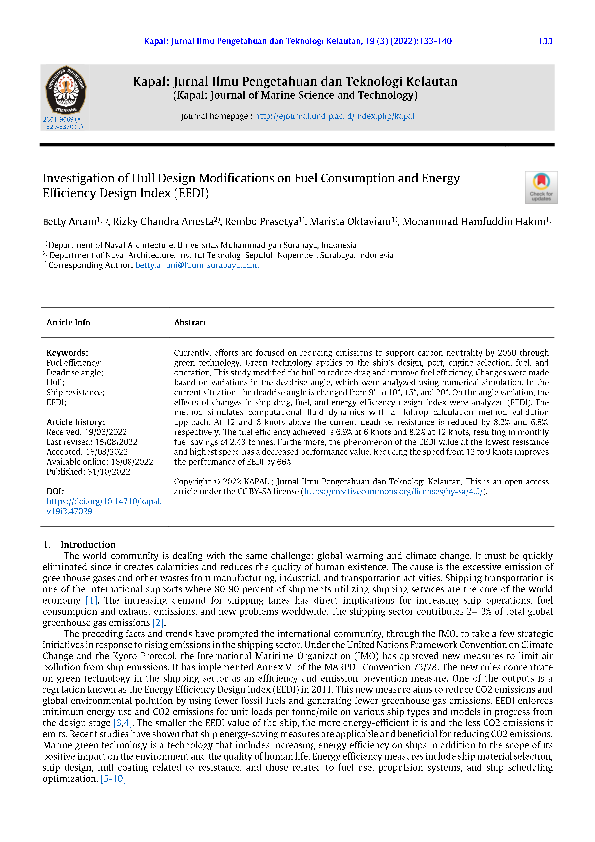 (PDF) Investigation of Hull Design Modifications on Fuel Consumption ...