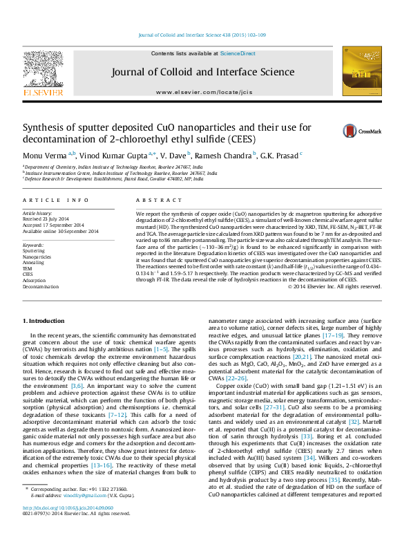 (PDF) Synthesis of sputter deposited CuO nanoparticles and their use ...