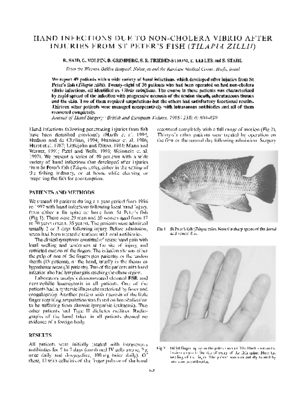 (PDF) Hand Infections Due to Non-Cholera Vibrio after Injuries from St ...