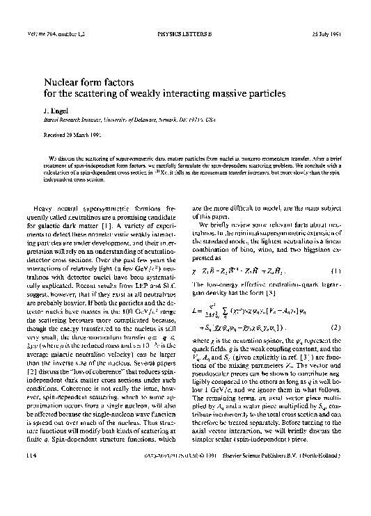 (PDF) Nuclear form factors for the scattering of weakly interacting massive particles