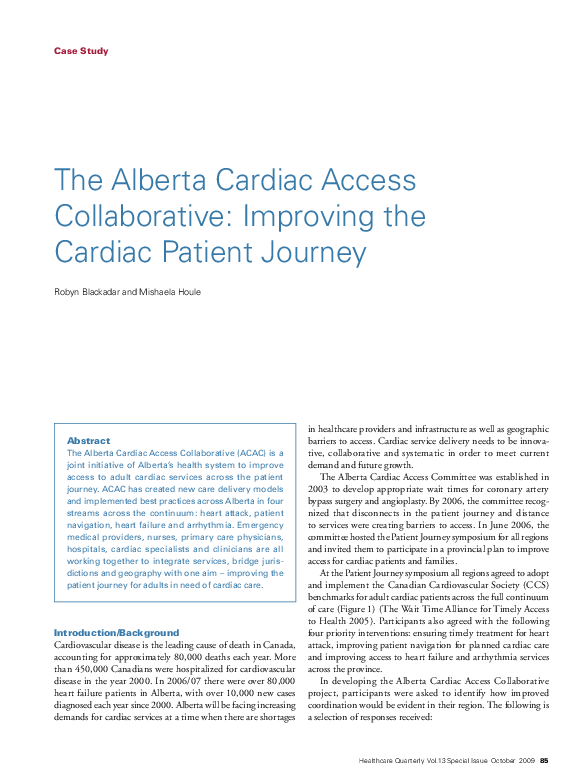 (PDF) The Alberta Cardiac Access Collaborative: Improving the Cardiac ...