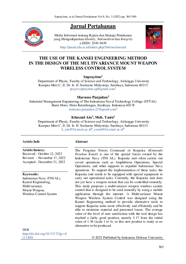 (PDF) The Use of the Kansei Engineering Method in the Design of the Multivariance Mount Weapon ...
