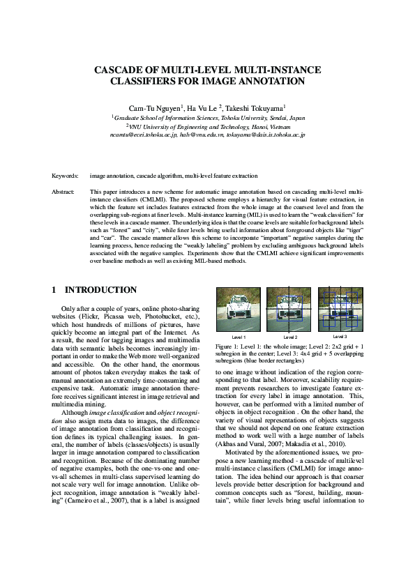 (PDF) Cascade of Multi-Level Multi-Instance Classifiers for Image Annotation