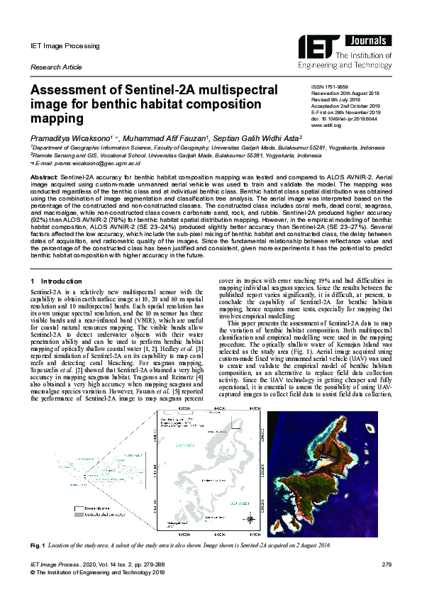 Pdf Assessment Of Sentinel 2a Multispectral Image For Benthic Habitat Mapping