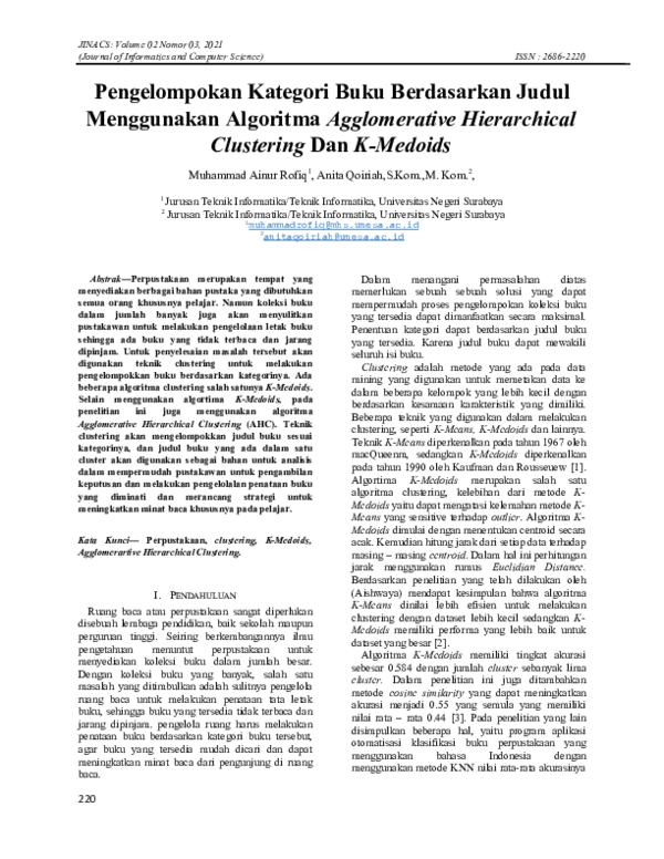 (DOC) Pengelompokan Kategori Buku Berdasarkan Judul Menggunakan ...