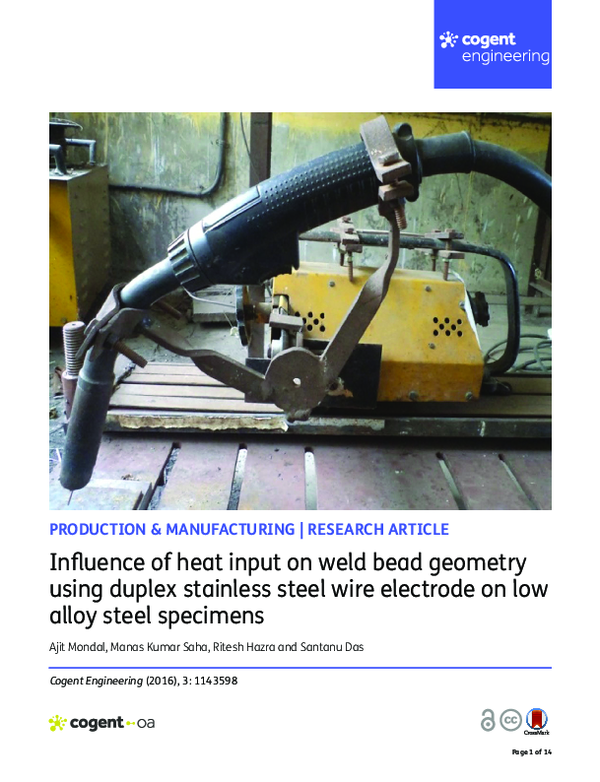 (PDF) Influence of heat input on weld bead geometry using duplex stainless steel wire electrode ...