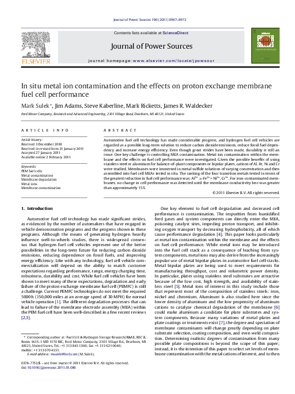 (PDF) In situ metal ion contamination and the effects on proton ...