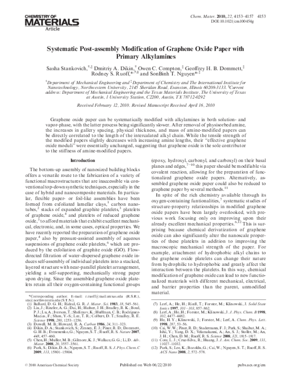 (PDF) Systematic Post-assembly Modification of Graphene Oxide Paper ...