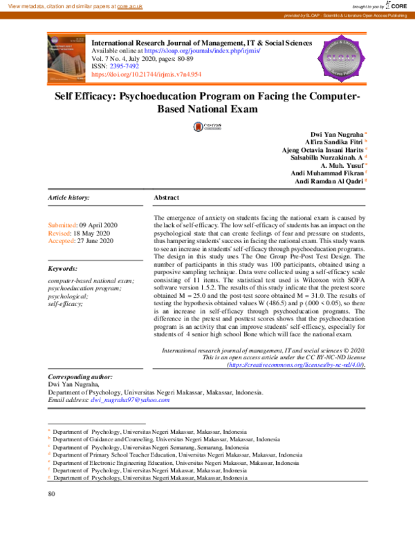 (PDF) Self Efficacy: Psychoeducation Program on Facing the Computer ...