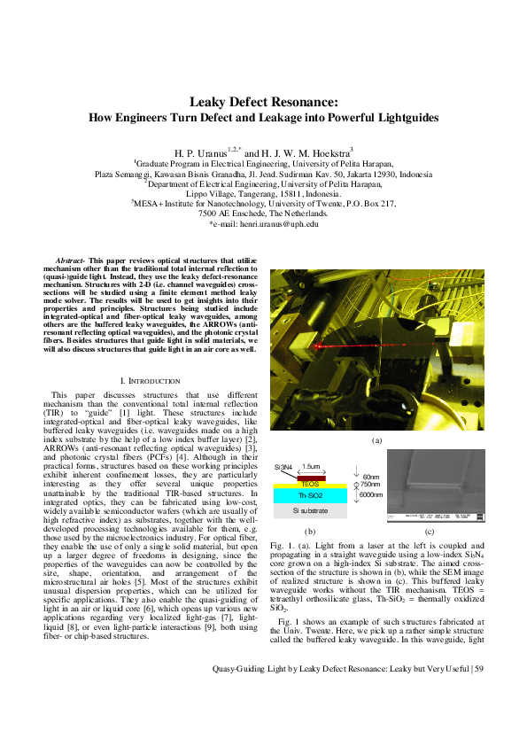 (PDF) Leaky Defect Resonance: How Engineers Turn Defect and Leakage ...