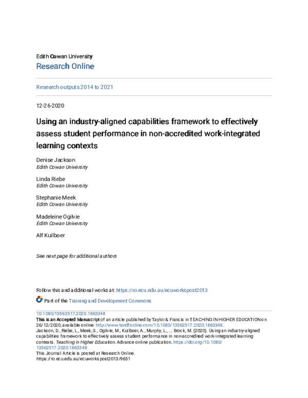 (PDF) Using an industry-aligned capabilities framework to effectively ...