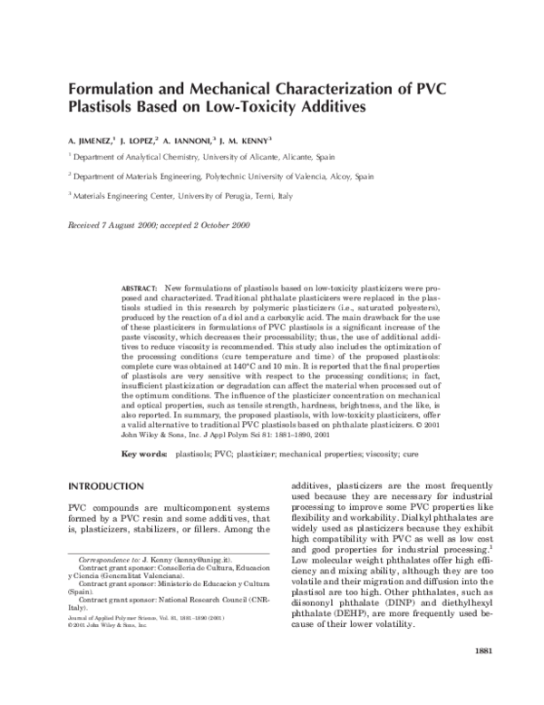 (PDF) Formulation and mechanical characterization of PVC plastisols ...