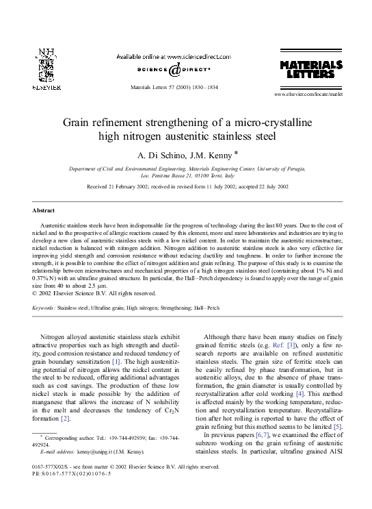 (PDF) Grain refinement strengthening of a micro-crystalline high ...