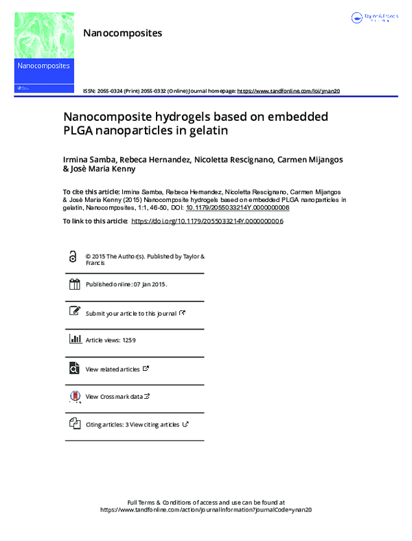 (PDF) Nanocomposite hydrogels based on embedded PLGA nanoparticles in ...