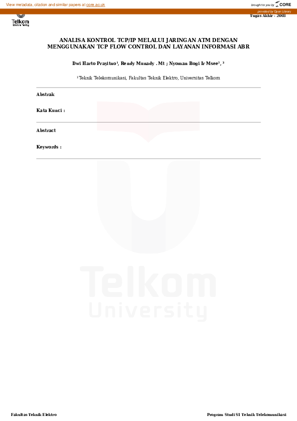 (PDF) Analisa Kontrol TCP/Ip Melalui Jaringan Atm Dengan Menggunakan TCP Flow Control Dan ...