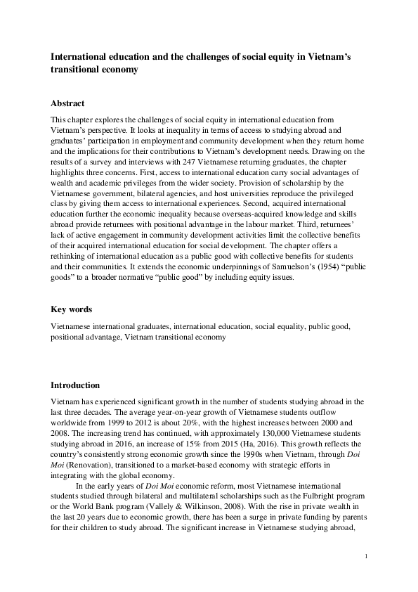 (PDF) International education and the challenges of social equity in ...