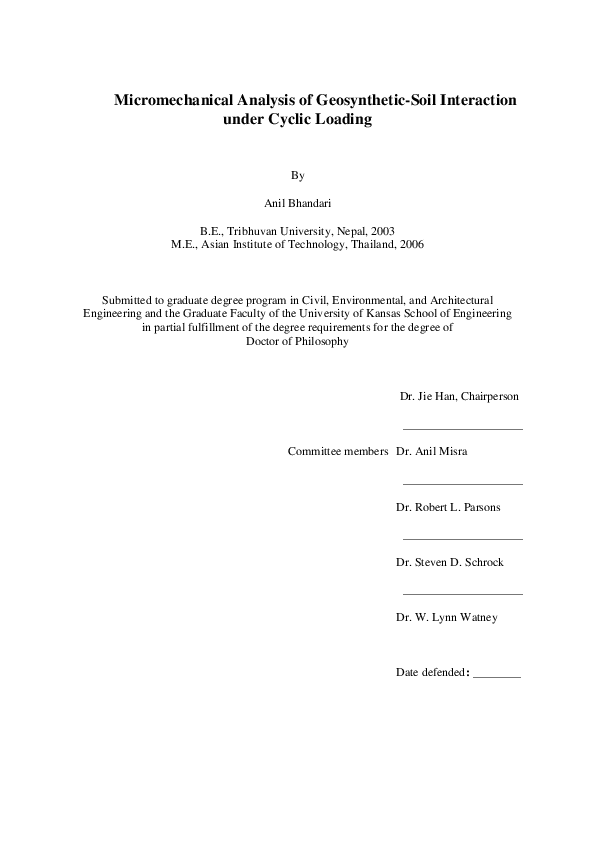 (PDF) Micromechanical Analysis of Geosynthetic-Soil Interaction Under ...