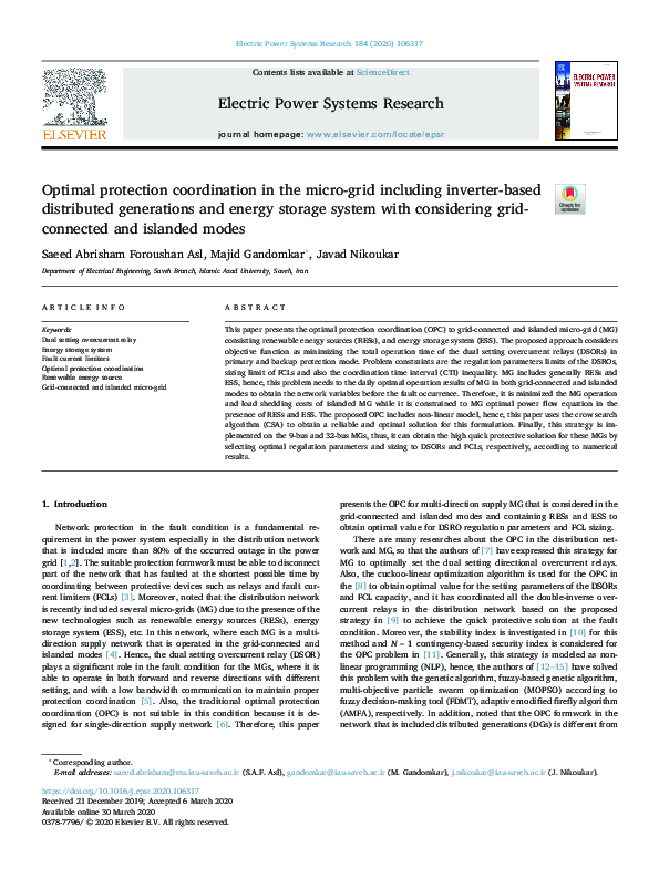 Pdf Optimal Protection Coordination In Micro Grids 3379