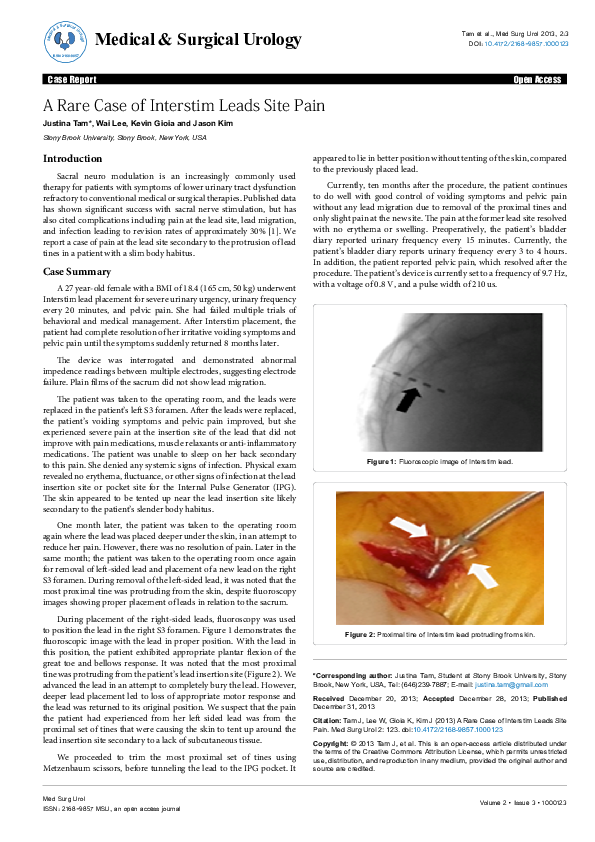 (PDF) A Rare Case of Interstim Leads Site Pain