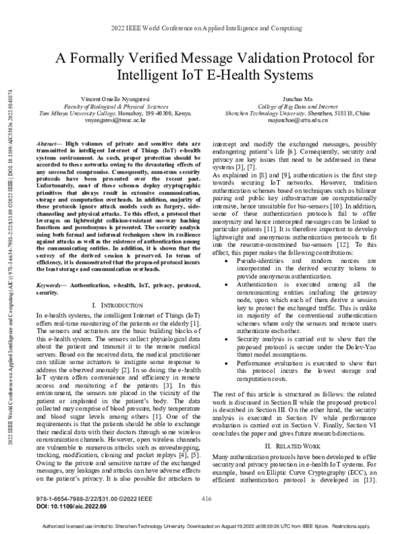 Pdf A Formally Verified Message Validation Protocol For Intelligent