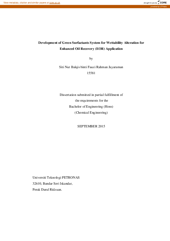 (PDF) Development of Green Surfactants System for Wettability ...