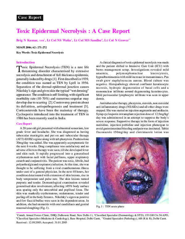 (PDF) Toxic epidermal necrolysis: A case report