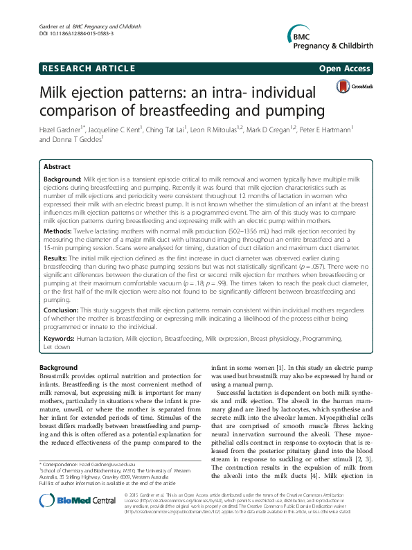 (PDF) Milk ejection patterns: an intra- individual comparison of ...