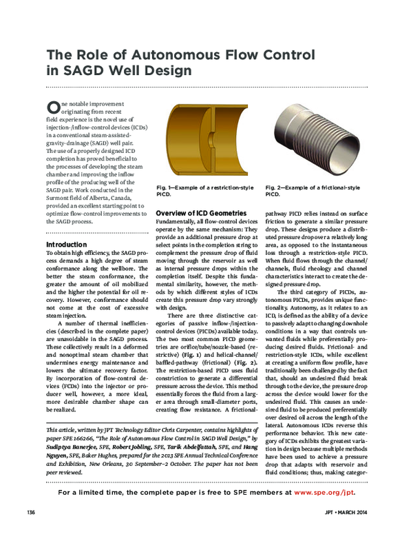 (PDF) The Role of Autonomous Flow Control in SAGD Well Design