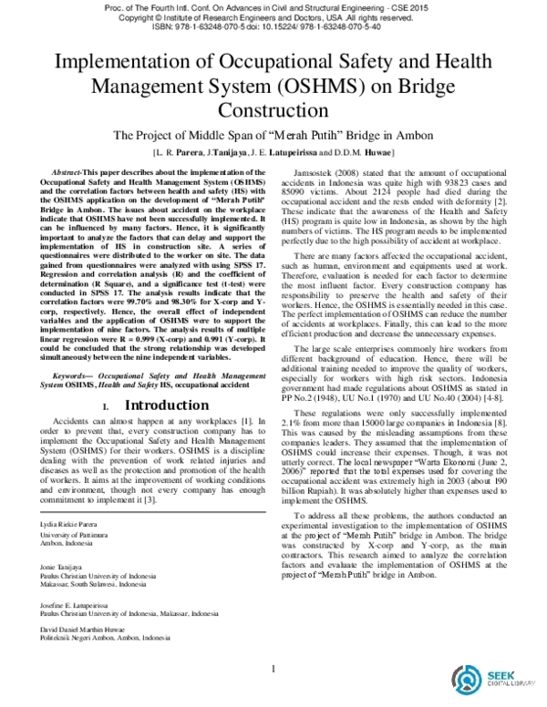 (PDF) Implementation of Occupational Safety and Health Management ...