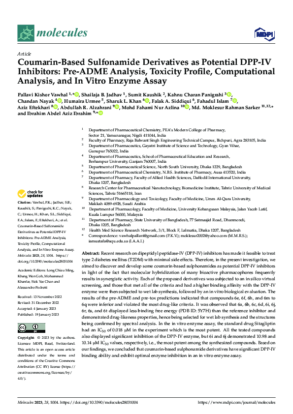 (PDF) Coumarin-Based Sulfonamide Derivatives as Potential DPP-IV Inhibitors: Pre-ADME Analysis ...