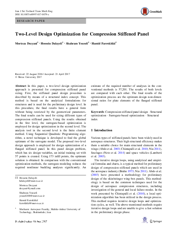 (PDF) Two-Level Design Optimization for Compression Stiffened Panel