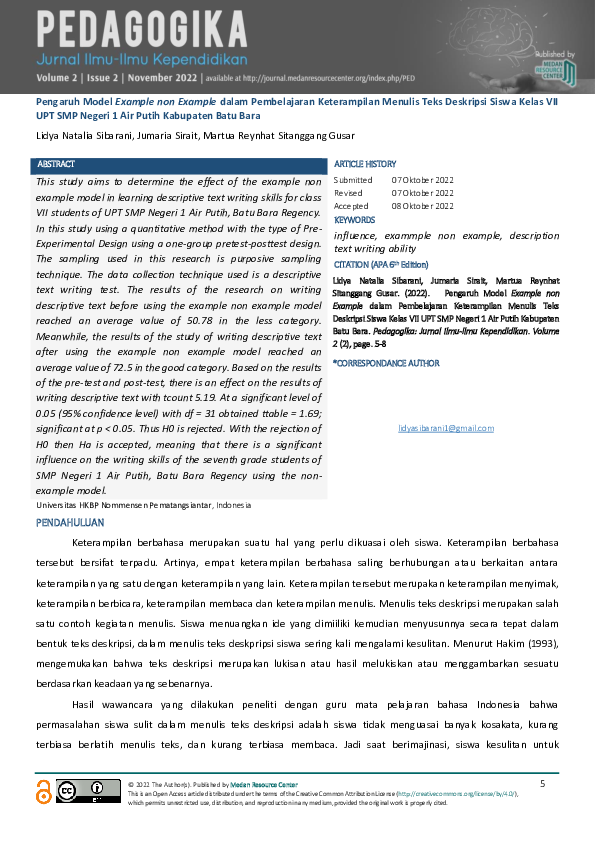 (PDF) Pengaruh Model Example non Example dalam Pembelajaran ...