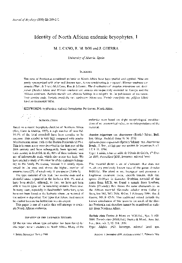 (PDF) Identity of North African endemic bryophytes, 1
