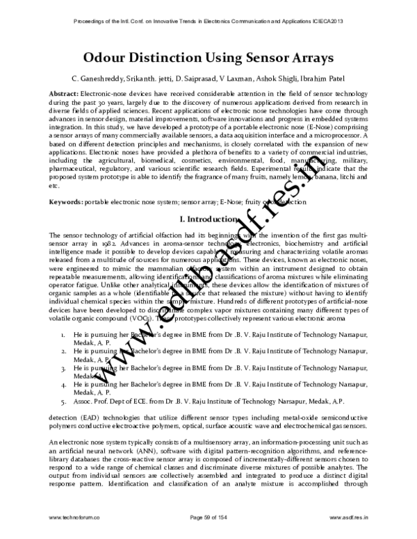 (PDF) Odour Distinction Using Sensor Arrays