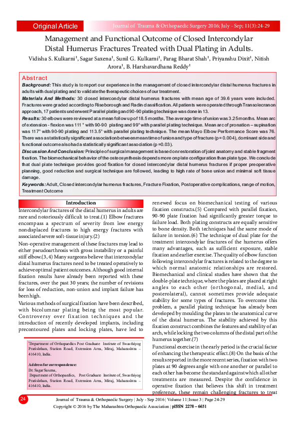Pdf Management And Functional Outcome Of Closed Intercondylar Distal