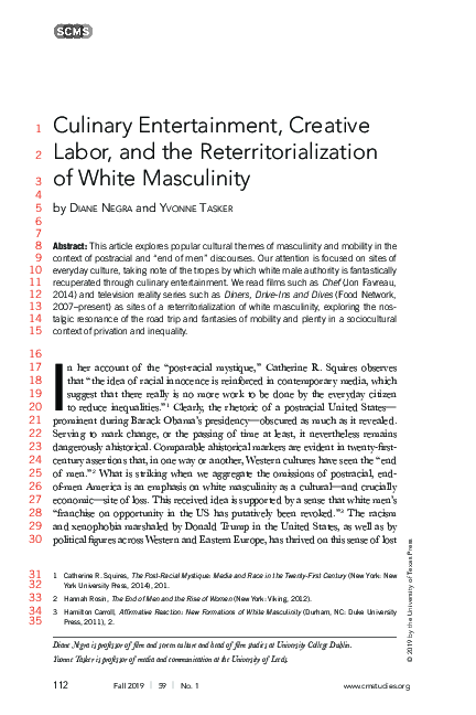 (PDF) Culinary Entertainment, Creative Labor, and the ...