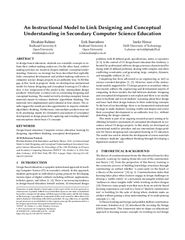 (PDF) An instructional model to link designing and conceptual ...