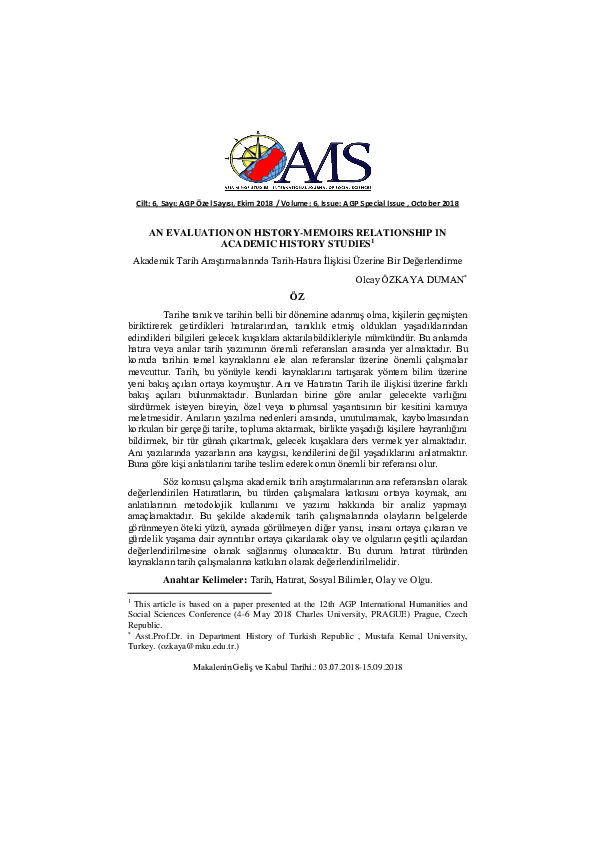 (PDF) An Evaluation on History-Memoirs Relationship in Academic History ...