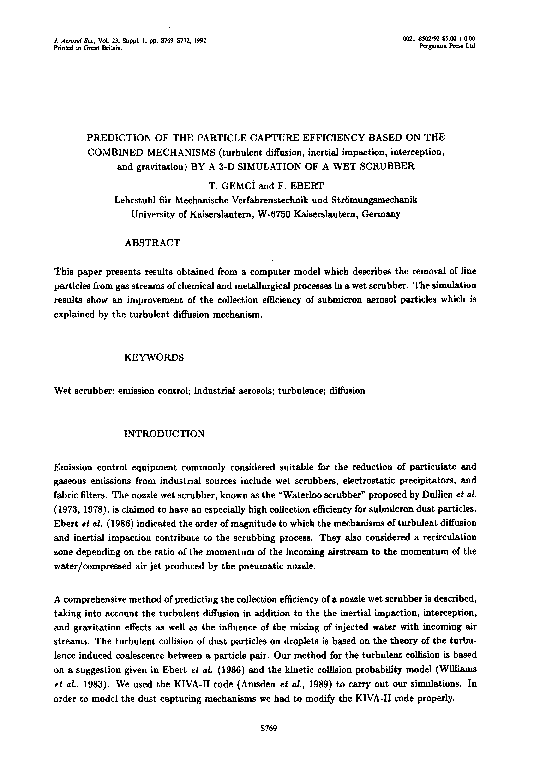 (PDF) Prediction of the particle capture efficiency based on the combined mechanisms (turbulent ...