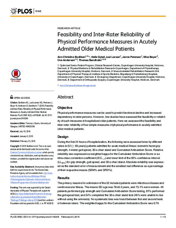 (PDF) RESEARCH ARTICLE Feasibility and Inter-Rater Reliability of ...