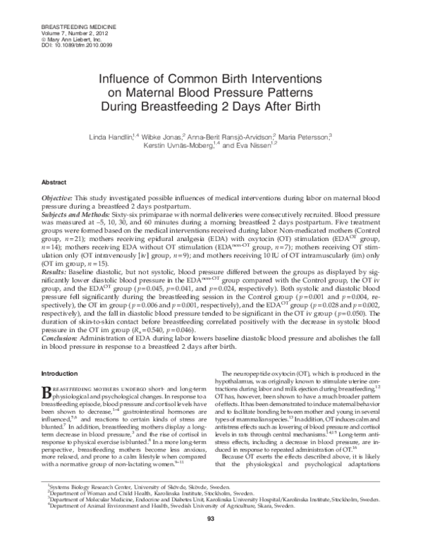 (PDF) Influence of Common Birth Interventions on Maternal Blood ...