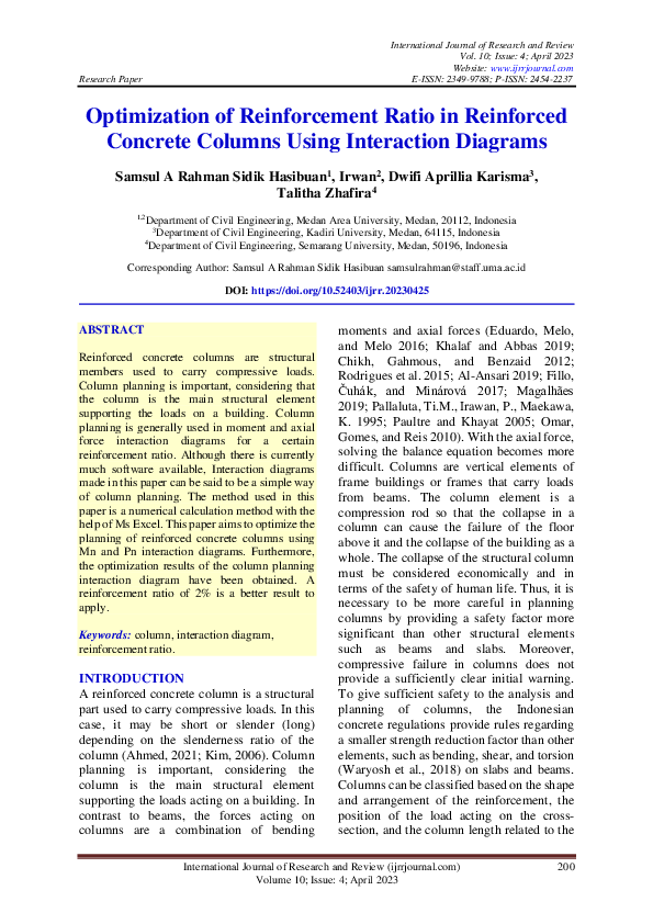 Pdf Optimization Of Reinforcement Ratio In Reinforced Concrete