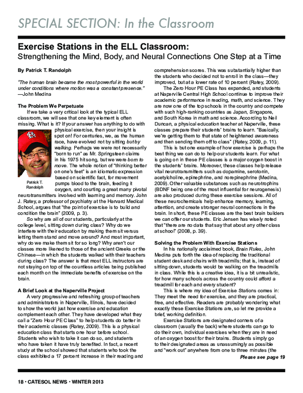 (PDF) Exercise Stations in the ELL Classroom: Strengthening the Mind ...