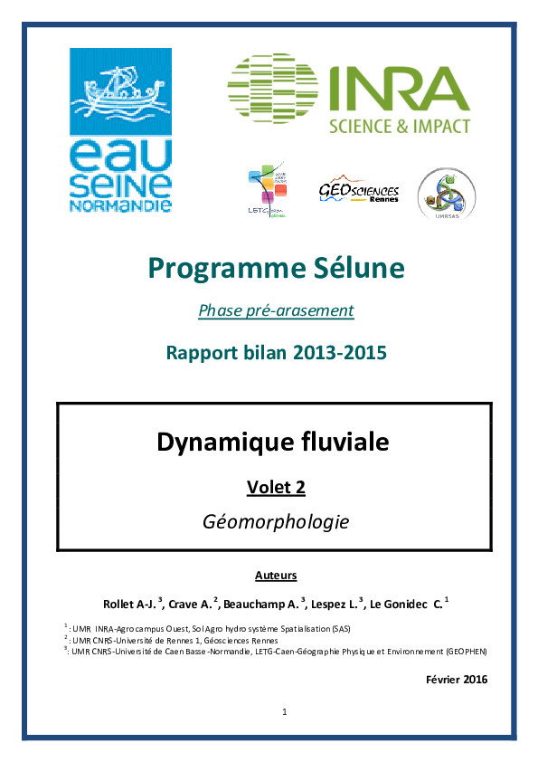 (PDF) Dynamique fluviale : Géomorphologie [Programme Sélune - Rapport ...