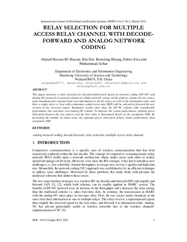 (PDF) Relay Selection For Multiple Access Relay Channel With Decode-forward And Analog Network ...