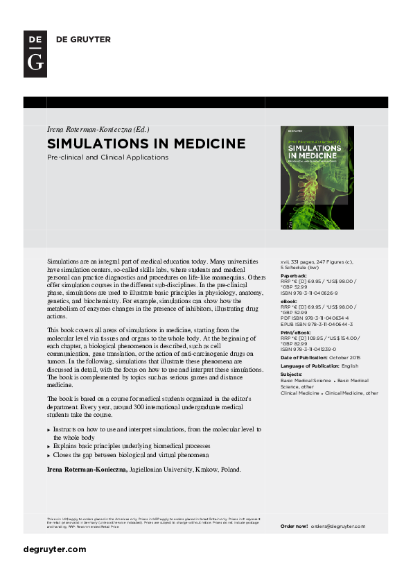 (PDF) Simulations in Medicine – Pre-clinical and Clinical Applications