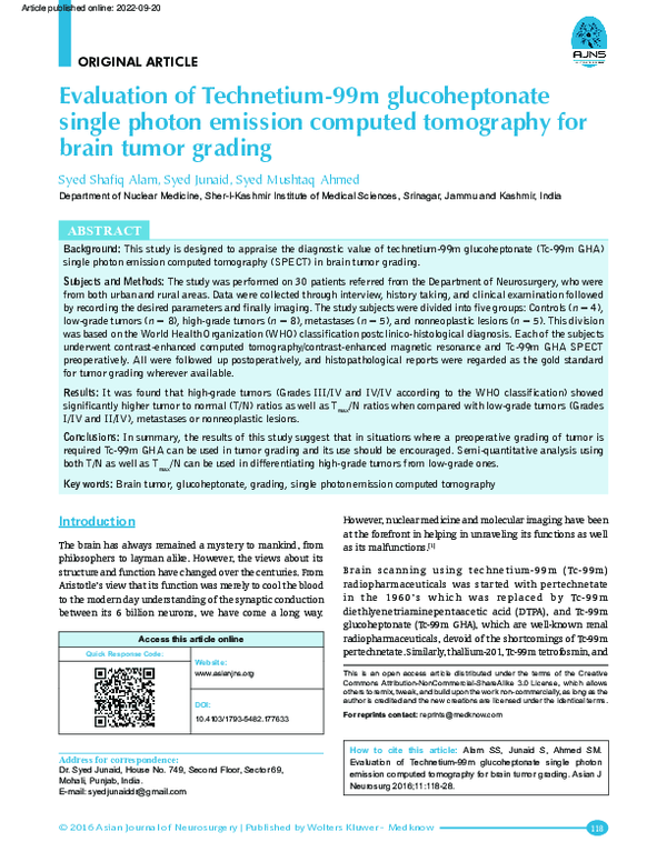 (PDF) Evaluation of Technetium-99m glucoheptonate single photon ...