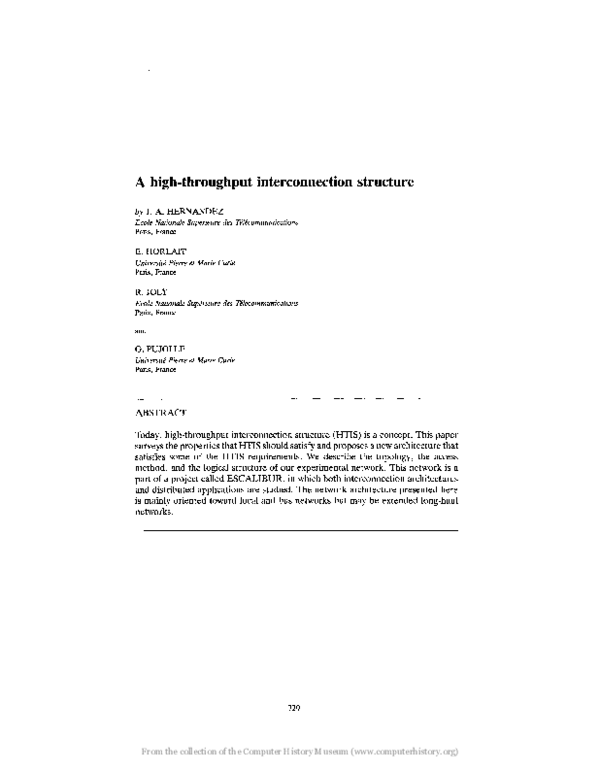 (PDF) A high-throughput interconnection structure